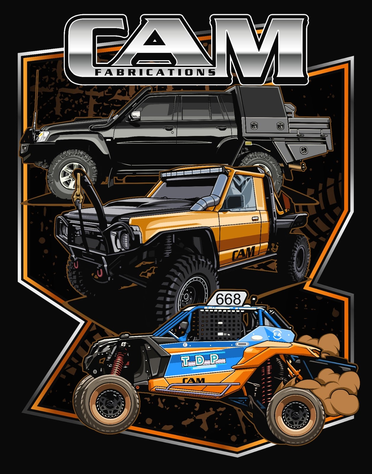 Custom Design 3 Cars – 60ft Ink