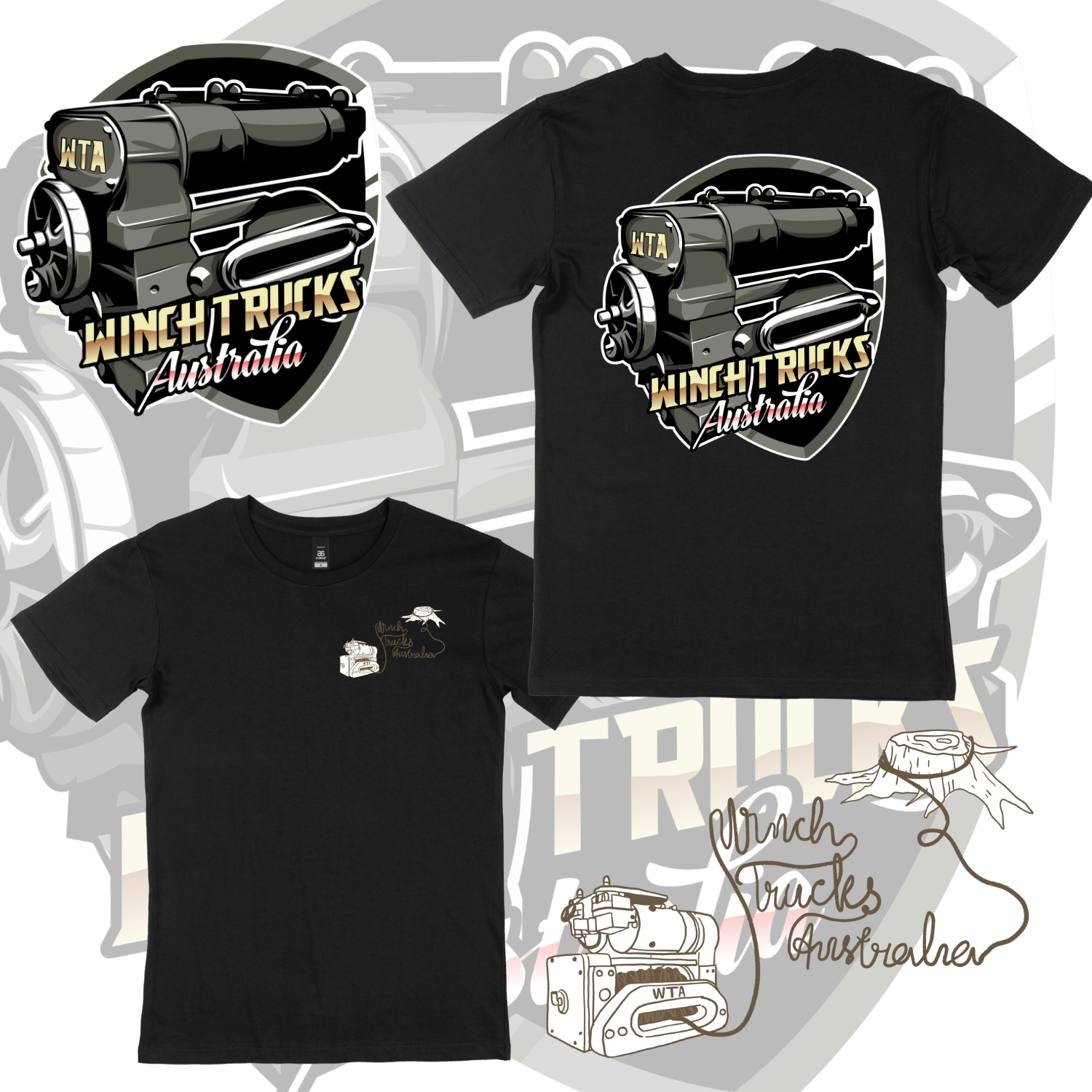 Winch Trucks Australia Logo Tee – 60ft Ink